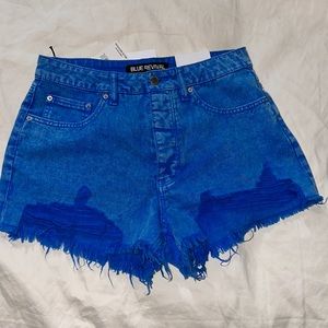 Blue Revival | Shorts | Blue Revival Royal Blue Distressed Denim Shorts ...